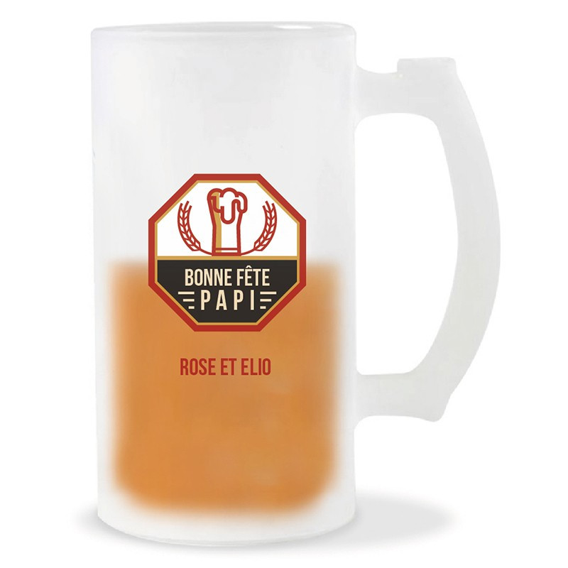 Chope à bière personnalisée "Bonne fête Papi"