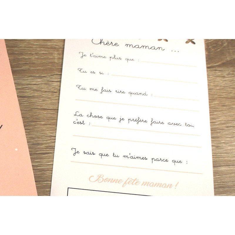 Carte fête des mères à personnaliser et sa pochette assortie